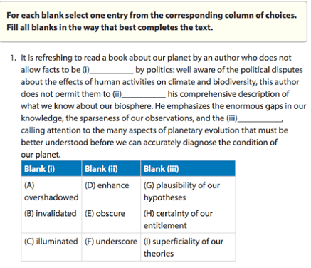 CC | Text completion and sentence equivalence on the GRE